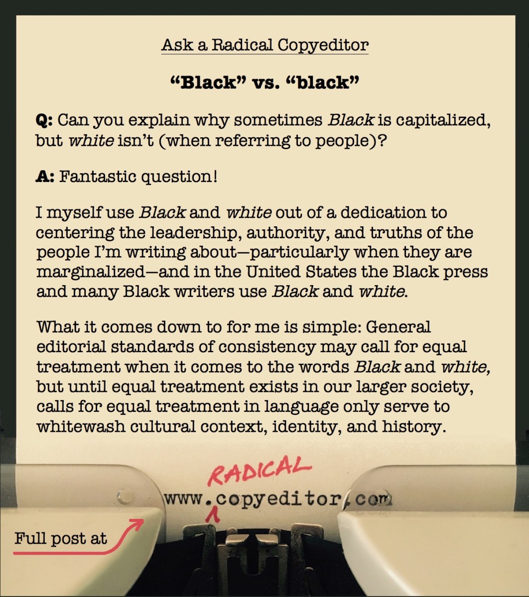 Ask a Radical Copyeditor: Black with a Capital “B” – Radical Copyeditor